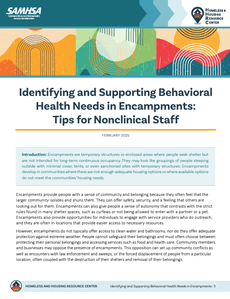 Identifying and Supporting Behavioral Health Needs in Encampments: Tips ...