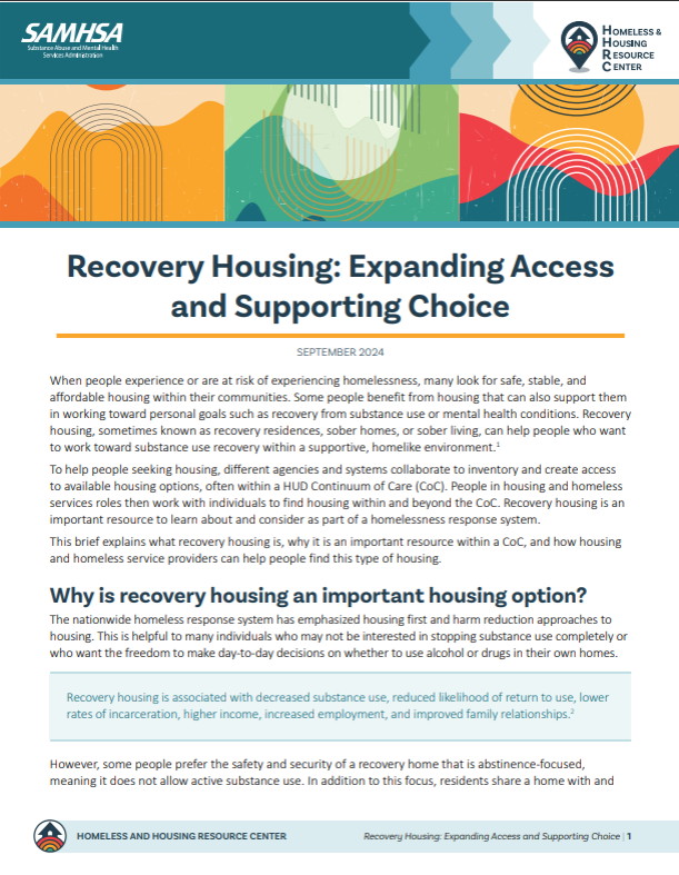Recovery Housing: Expanding Access and Supporting Choice | HHRC